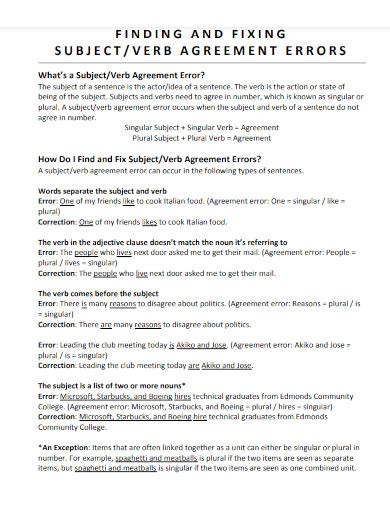 14 Subject Verb Agreement Examples