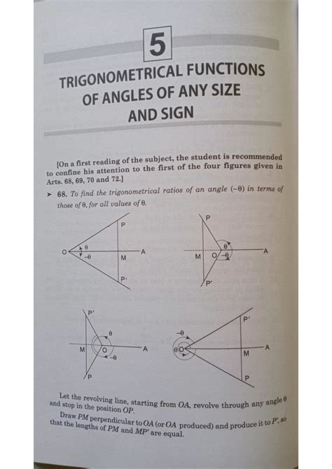 Solution Trigonometrical Ratios Of Angles Of Any Size And Sign Ratios For Theta By Sl Loney