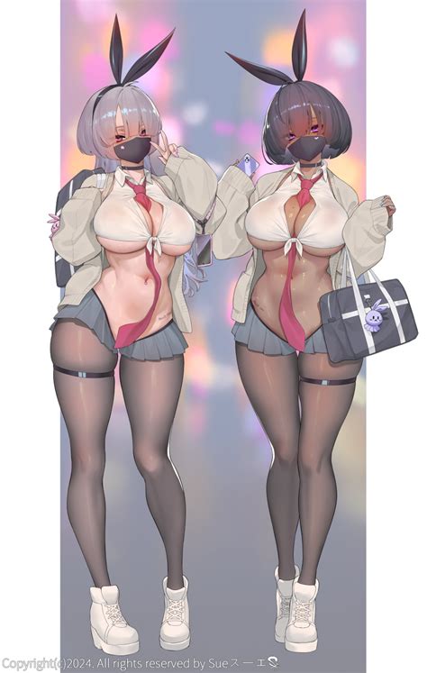 Rule 34 2020s 2024 2d 2d Artwork 2girls Black Hair Bunny Costume