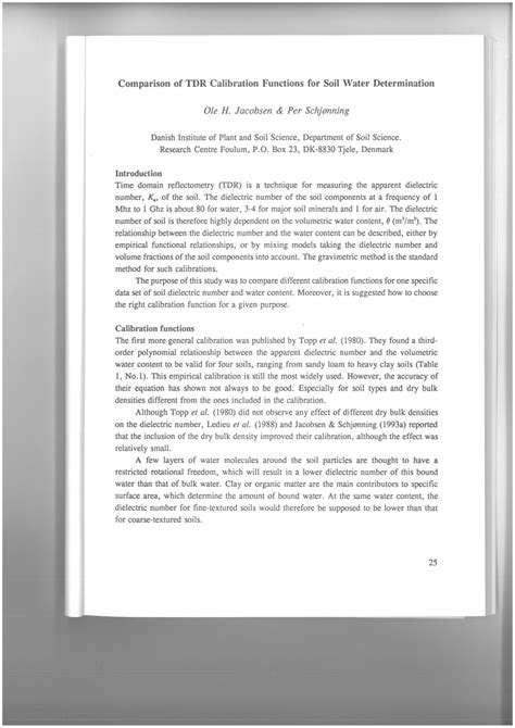 PDF Comparison Of TDR Calibration Functions For Soil Water Determination