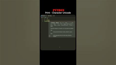 Print Unicode Of The Character In Python Language Shorts Python Program Coding C Vscode