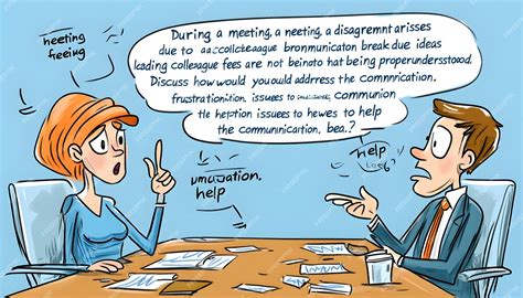 Cartoon Illustration Depicting A Workplace Miscommunication During A
