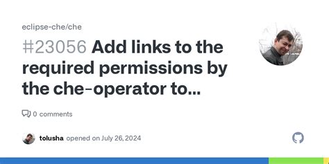 Add Links To The Required Permissions By The Che Operator To Deploy