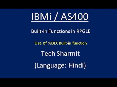 IBMi AS400 Dec Built In Function In RPGLE IBMi AS400 YouTube