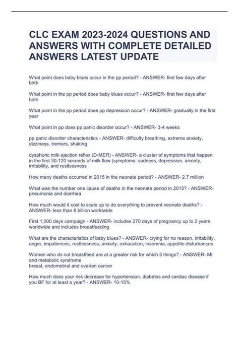 CLC EXAM QUESTIONS AND ANSWERS WITH COMPLETE DETAILED ANSWERS LATEST UPDATE CLC Stuvia US