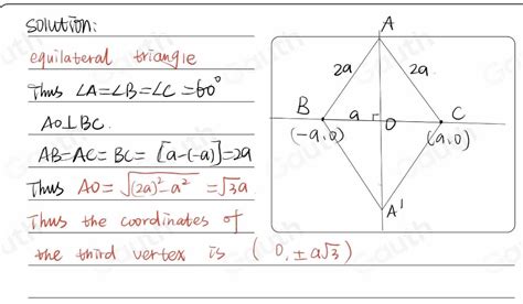 solved two vertices of an equilateral triangle are a 0 and 0 a