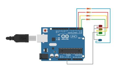 Circuit Design Arduino Ile 4 Led Sıralı Yakma Tinkercad