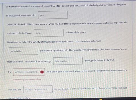 Solved Each Chromosome Contains Many Small Segments Of Dna