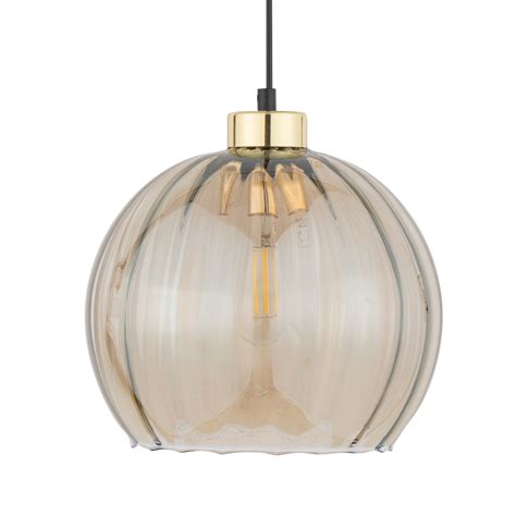 Devi Pendant Light Glass Amber 1 Bulb Ø 25cm Uk