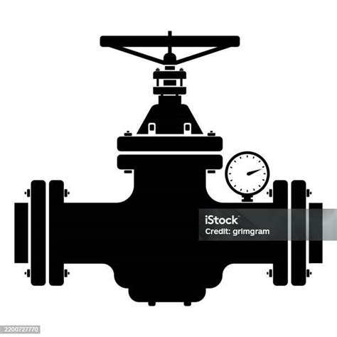 가스 물 기름 하수 오물 또는 증기를 위한 큰 산업 관 배관공사 통제 벨브 검정 실루엣 삽화 아이콘 벡터 강철에 대한 스톡 벡터 아트 및 기타 이미지 Istock
