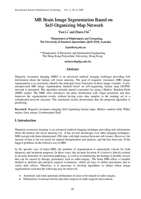 Pdf Mr Brain Image Segmentation Based On Self Organizing Map Network