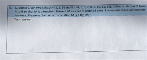 solved 1 ﻿point ﻿given two sets a {2 3 5} ﻿and