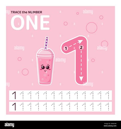 Trace Number One Learning To Count And Write Stock Vector Image And Art