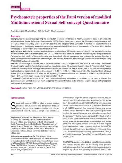 Psychometric Properties Of The Farsi Version Of 3 Pdf Psychometrics Validity Statistics