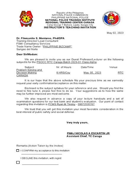 Letter Request To Instructor Pdf