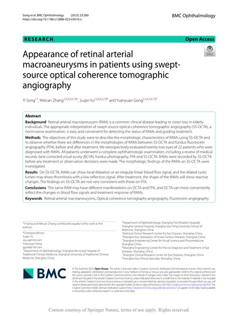 Pdf Appearance Of Retinal Arterial Macroaneurysms In Patients Using Swept Source Optical