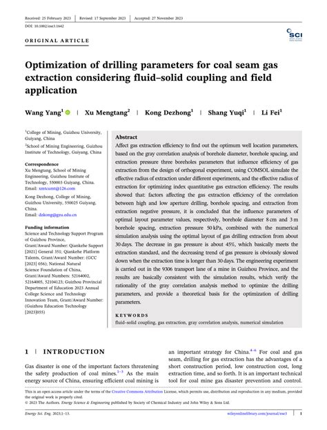 Pdf Optimization Of Drilling Parameters For Coal Seam Gas Extraction