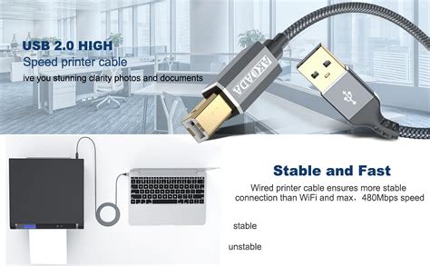 Printer Cable 20 Foot Usb A To Usb B Cable High Speed Multi Shielded Usb 2 0 Printer Cable For