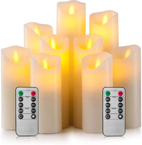 Enpornk Flameless Candles Led Electric Ivory Real Wax Battery Operated Candle Sets With Moving