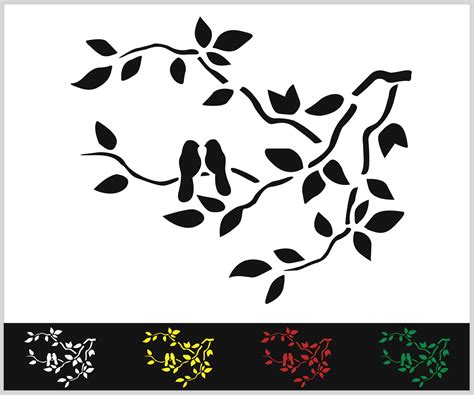 Birds On Tree Branch Stencils 14436090 Vector Art At Vecteezy