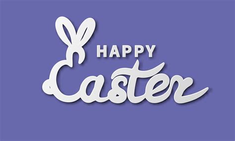 Happy Easter Text With Bunny Ears In Paper Cut Style Design For
