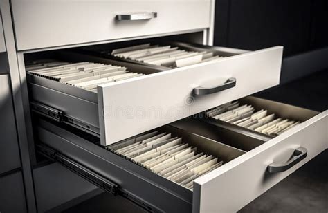 File Cabinet Drawer Storage Generate Ai Stock Image Image Of