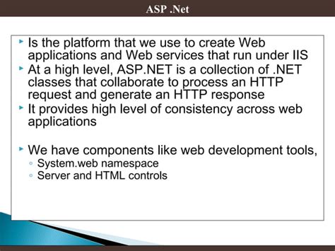 The Complete Aspnet Iis Tutorial With Code Example In Power Point Slide Show Ppt Web