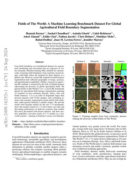 Pdf Fields Of The World A Machine Learning Benchmark Dataset For