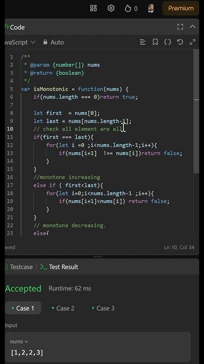 896 Monotonic Array Coding Javascript Programming Code Leetcode Youtube