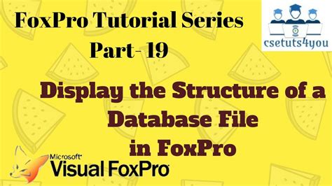 Foxpro Tutorial Series 19 Display The Structure Of A Database File In Fox Pro Youtube
