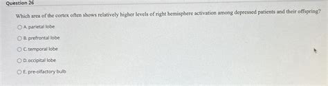 solved question 26which area of the cortex often shows