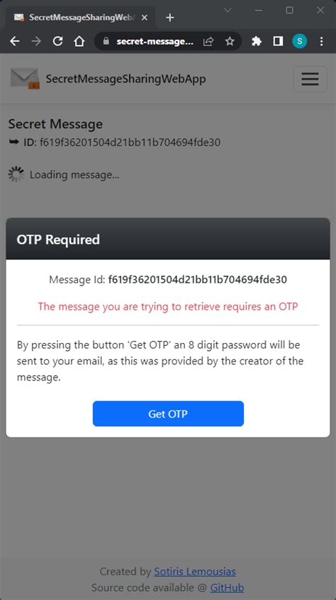 Github Sotirislemsecretmessagesharingwebapp