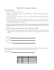 ECE650 F2022 SampleMidterm Pdf ECE 650 Midterm Exam Exam Instructions Please Read All