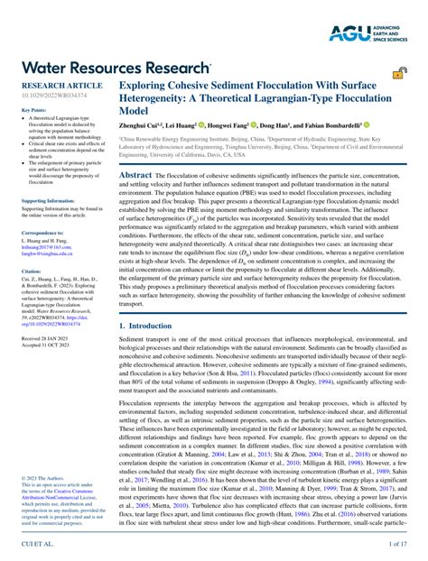 Pdf Exploring Cohesive Sediment Flocculation With Surface Heterogeneity A Theoretical