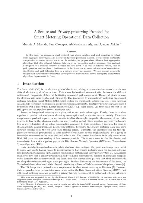 Pdf A Secure And Privacy Preserving Protocol For Smart Metering