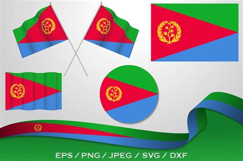 Set Of Eritrea Flag In Different Designs Graphic By Terrabismail