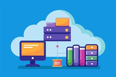 premium vector a vector illustration depicting a cloudbased server connection with a computer