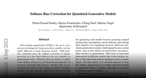 Paper Page Softmax Bias Correction For Quantized Generative Models