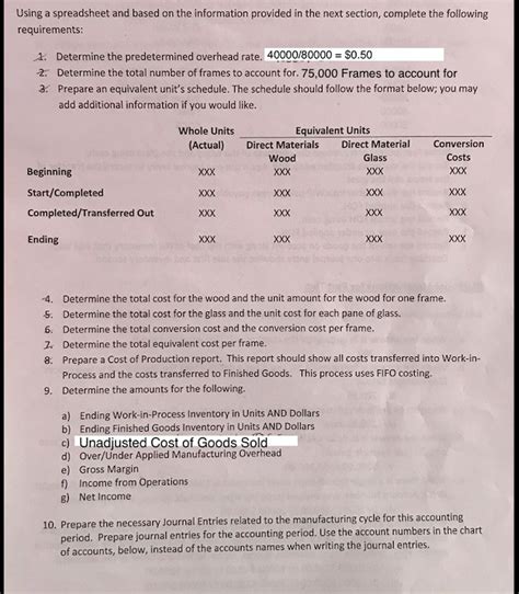 Solved Using A Spreadsheet And Based On The Information