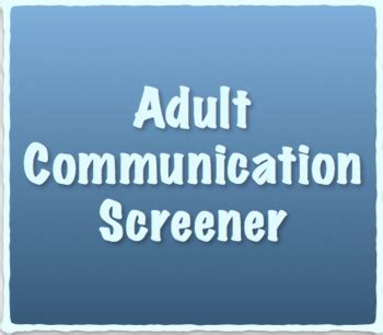 Adult SLP Screener Speech Language Cognition Communication TpT