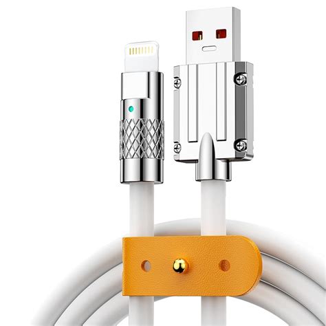 Mech Series A W Usb To Pin Metal Plug Silicone Fast Charging Data Cable M White