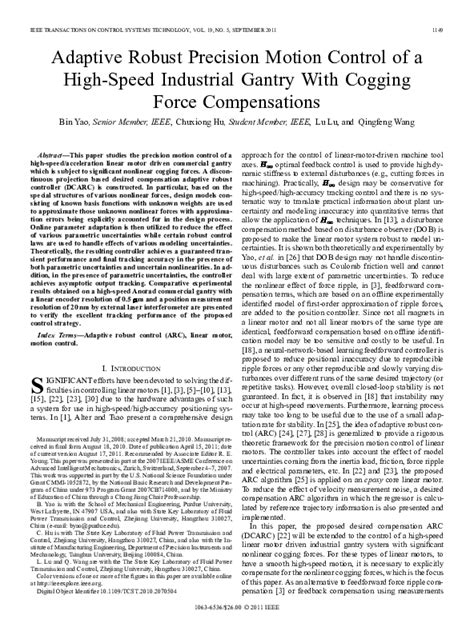 Pdf Adaptive Robust Precision Motion Control Of A High Speed