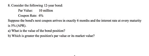 Solved Consider The Following Year Bond Par Value Chegg Com
