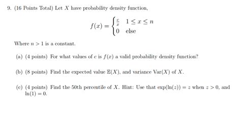 Solved 16 Points Total Let X Have Probability Density Chegg Com