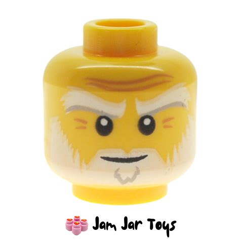 Lego Sensei Wu Master Head White Eyebrows Beard Angry Smile Hf