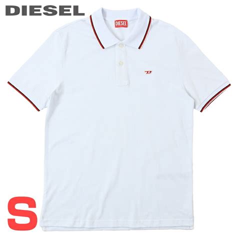 【楽天市場】 Diesel ディーゼル メンズ ワンポイントdロゴ コットンピケ 鹿の子 半袖ポロシャツ【t Smith D】【サイズs】【ホワイト】die M T F4 281 《メーカー