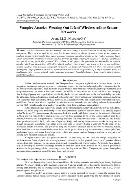 Pdf Vampire Attacks Wearing Out Life Of Wireless Adhoc Sensor Networks
