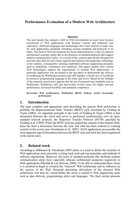 Pdf Performance Evaluation Of A Modern Web Architecture