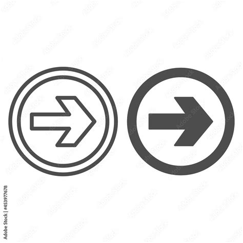 Direction Sign Arrow In Circle Line And Solid Icon Direction Concept