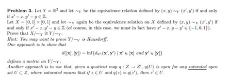 problem 3 let y r2 and let ∼y be the equivalence